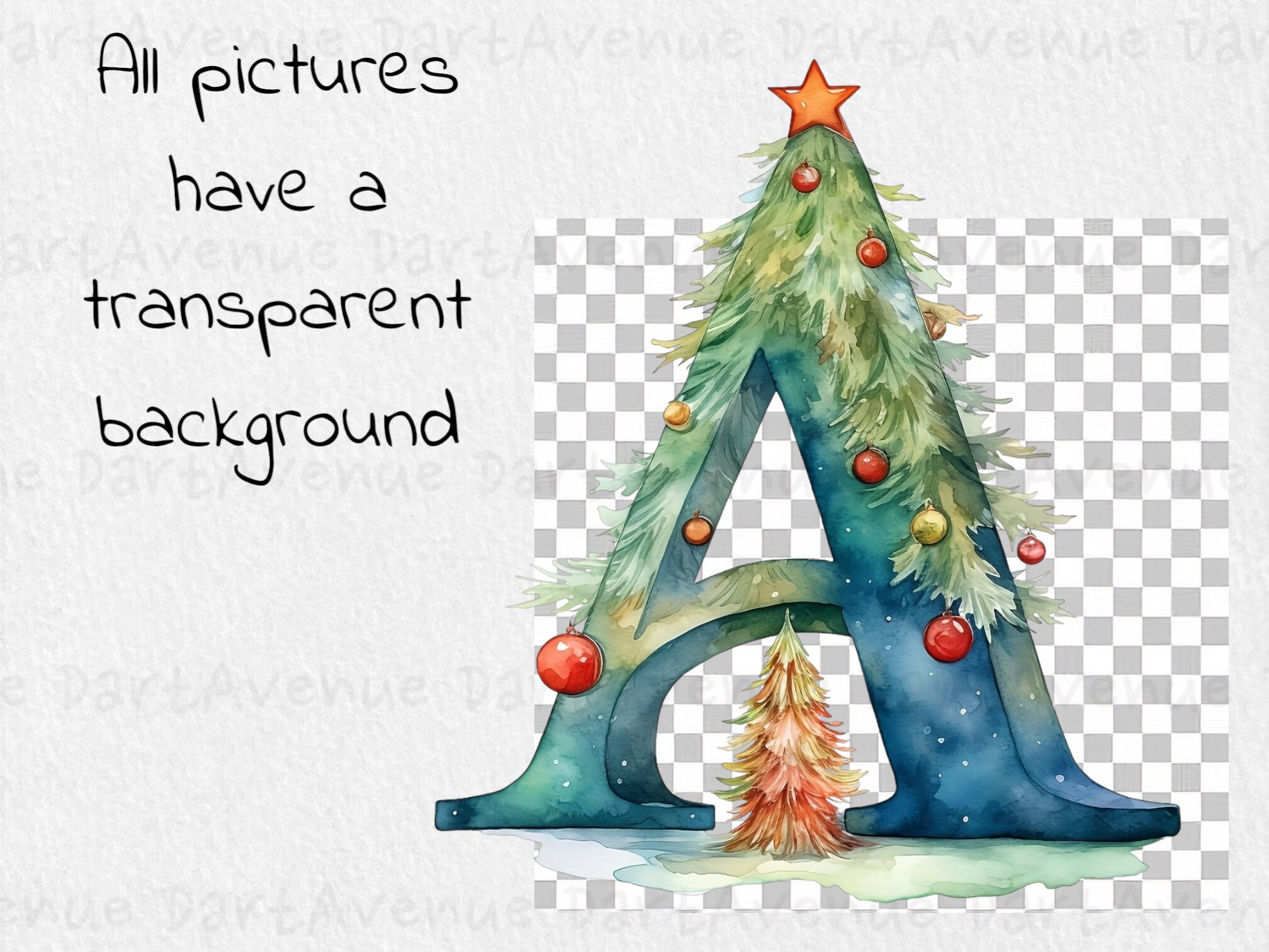 Christmas Alphabet PNG, Watercolor Clipart Collection, Christmas ...