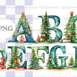 Christmas Alphabet PNG, Watercolor Clipart Collection, Christmas ...