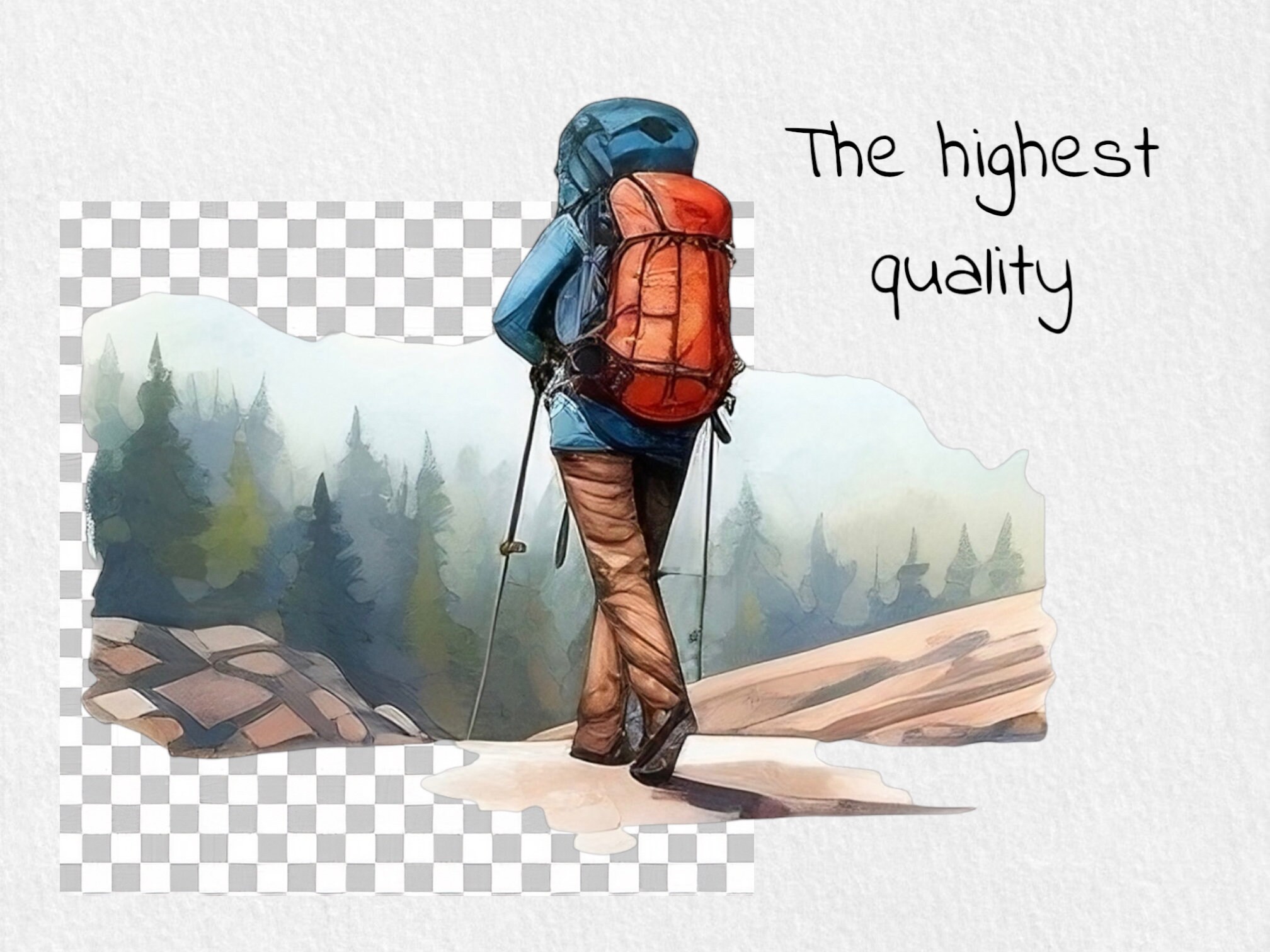 Mountains and Hiking Clipart Collection, Watercolor Style, Camping ...