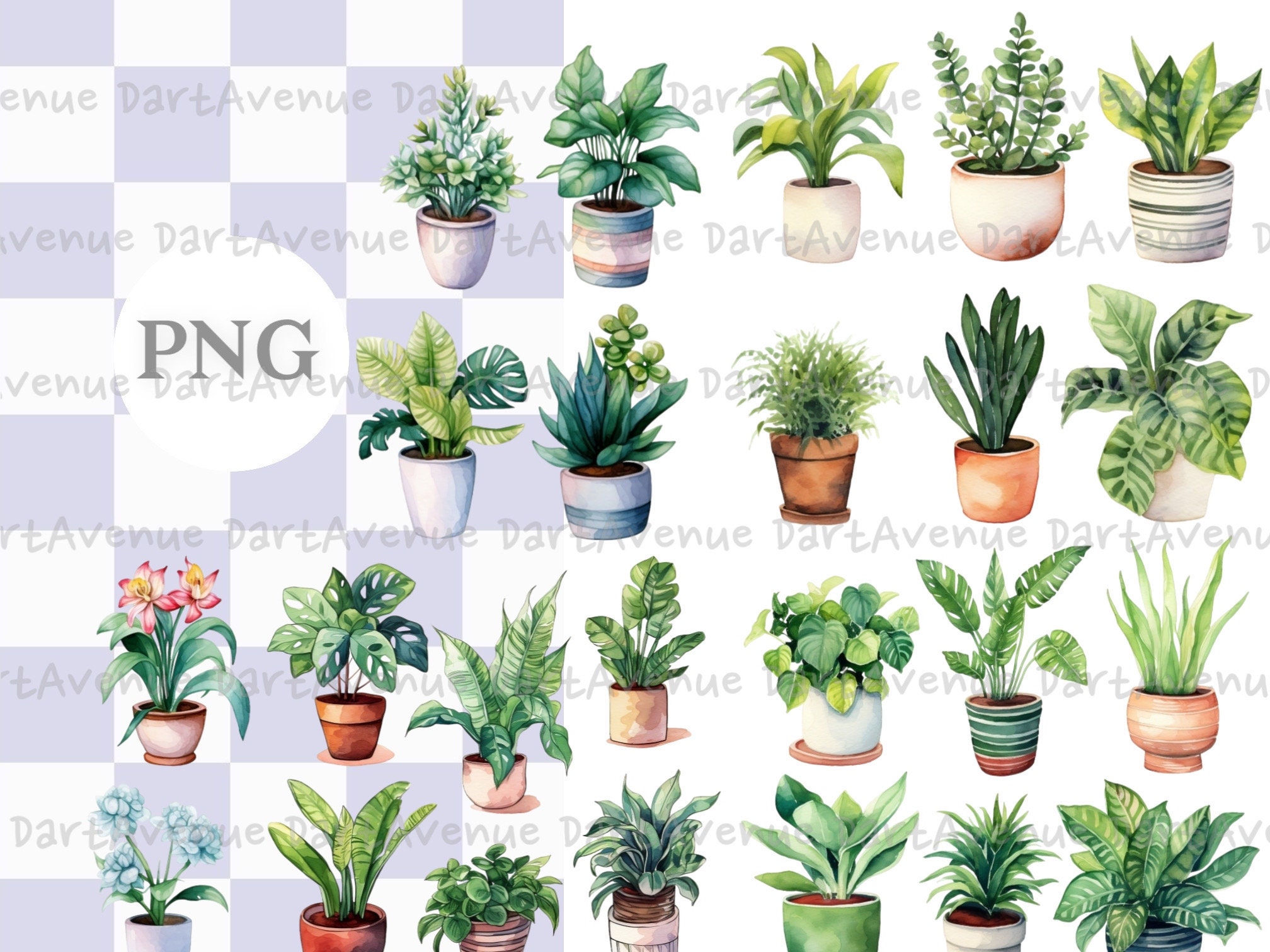 Watercolor Homeplants Clipart Potted Plants Clipart - Etsy