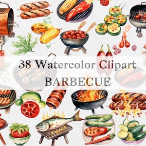 Barbecue Watercolor Clipart, BBQ Clipart Collection, Grill PNG Format ...