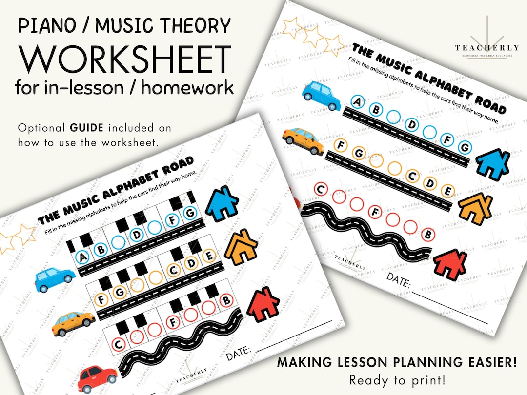 Theory/piano, Music Alphabet Worksheet/homework for Kids 2 Versions ...