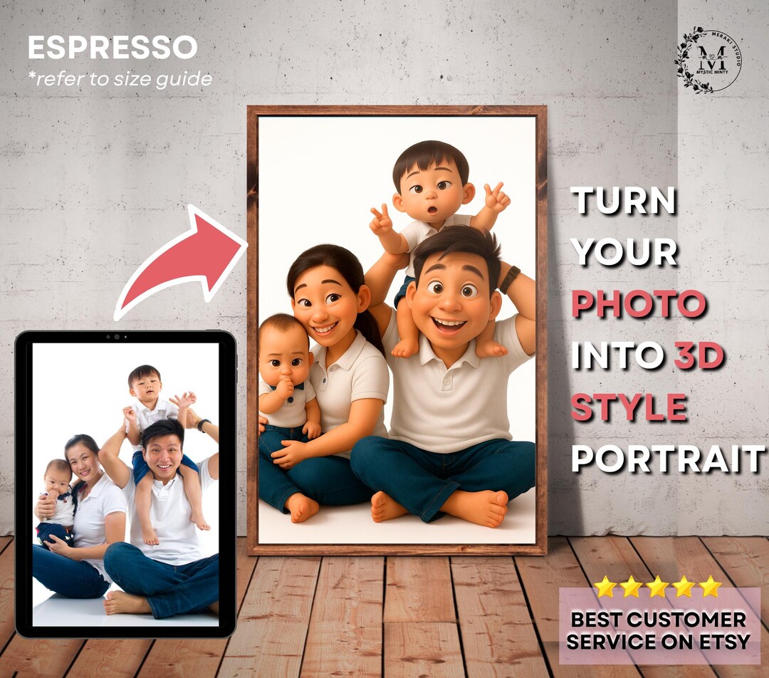 Custom Frame Oil Painting Portrait Wall Art Family Portrait From Photo ...