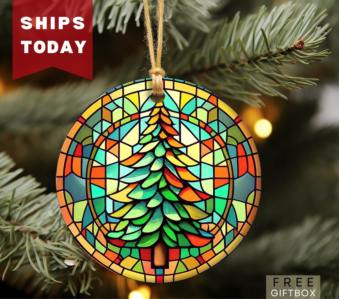 Stained Glass Christmas Tree Ornament Pattern Suncatcher Stain Glass ...