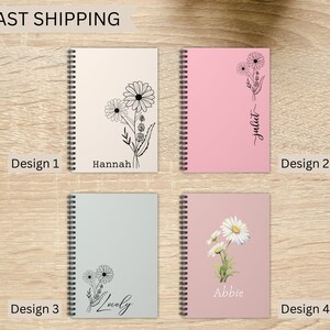Custom Birth Flower Personalized Notebook Gift Best Friend Flower Lover ...