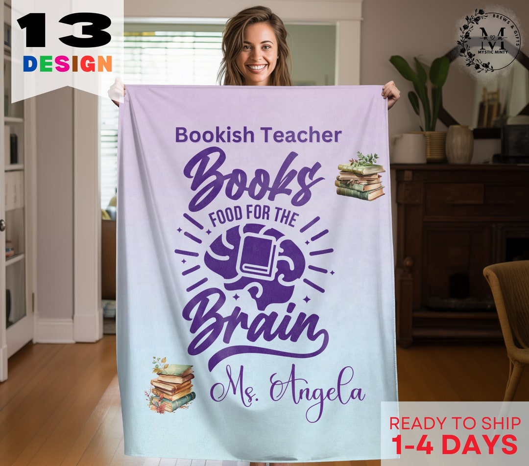 Bookish Teacher Throw Blanket Couch Cover Bed Blanket Book Lovers Gift ...