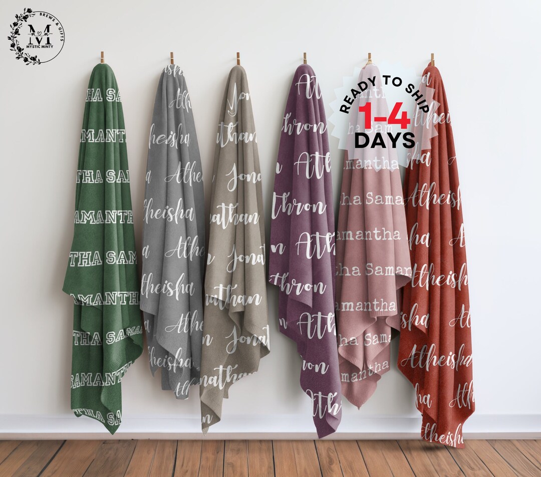 Customized Blanket With Names Personalized Blanket and Throws Pink ...