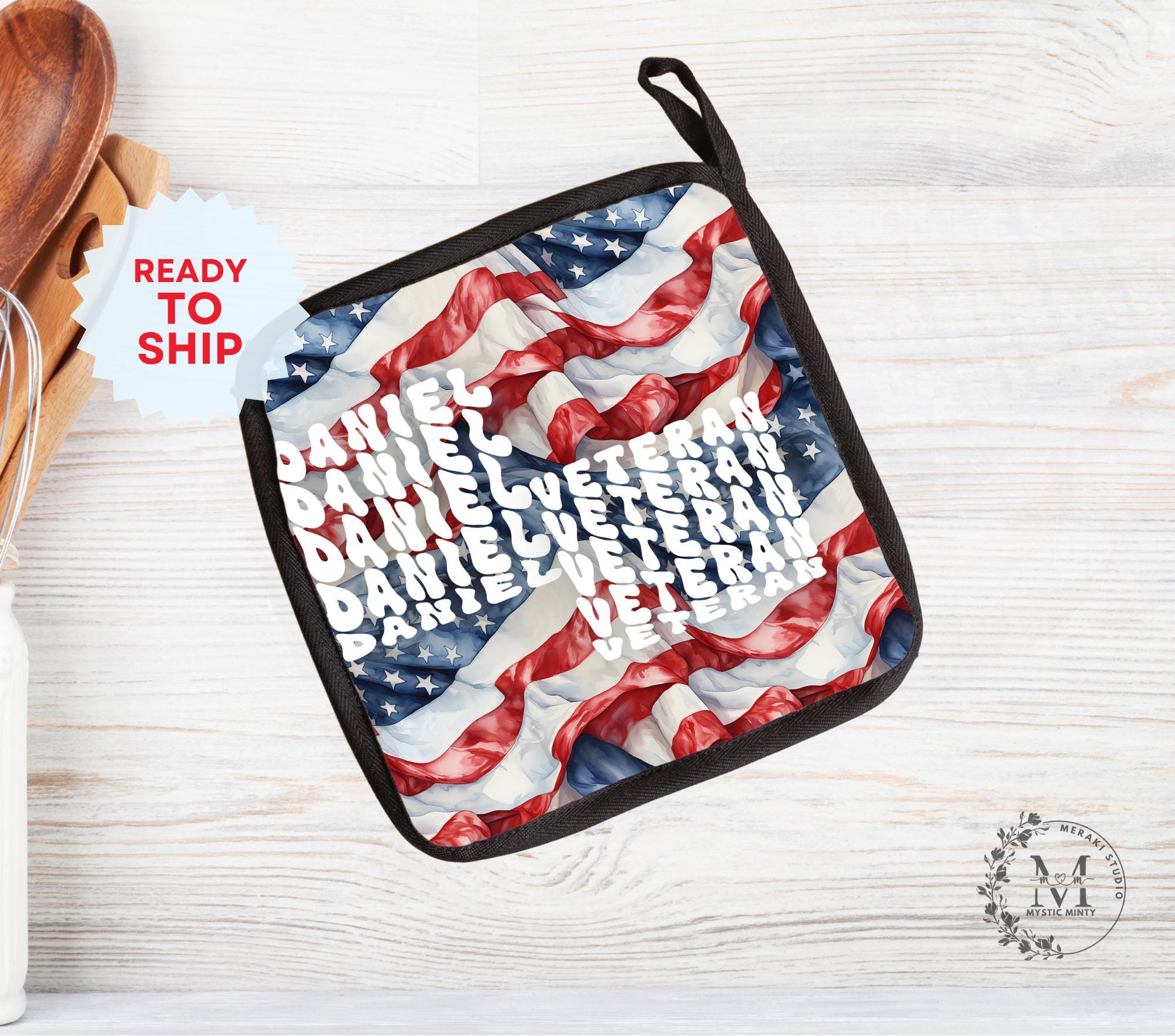 Custom Personalized Kitchen Pot Holders Military Gift Veterans Day Pot ...