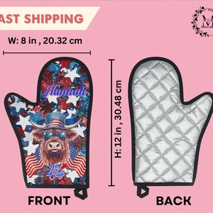 Highland Cow Kitchen Oven Mitt Custom Name Gift Veterans Day Oven Mitt ...