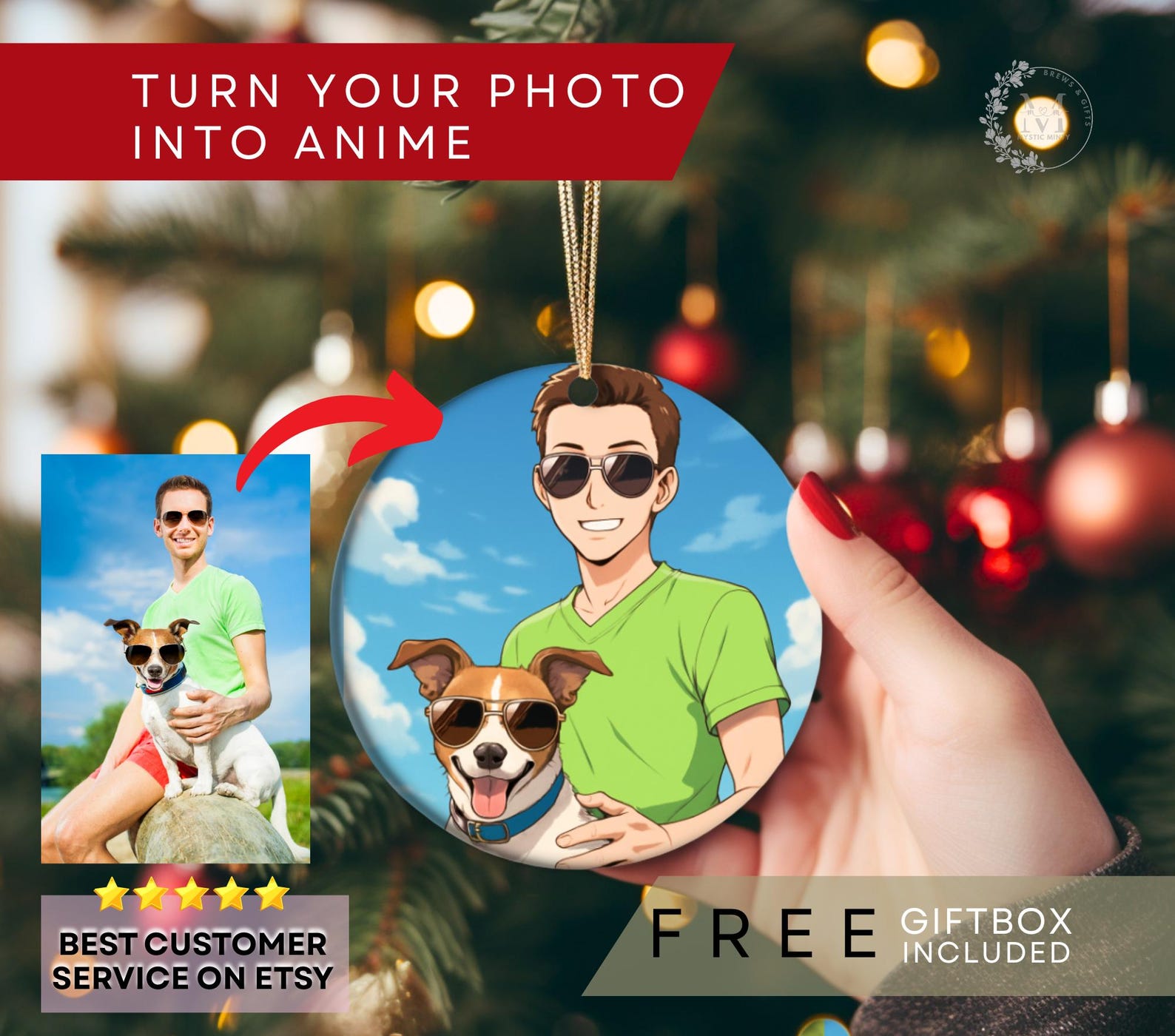 Custom Art Portrait Anime Cartoon Ornament 3D Personalized Gifts Art ...