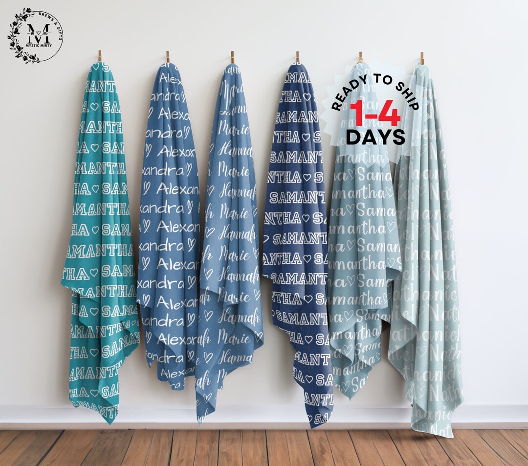 Personalized Blanket and Throws for Couch Customized Blanket With Names ...