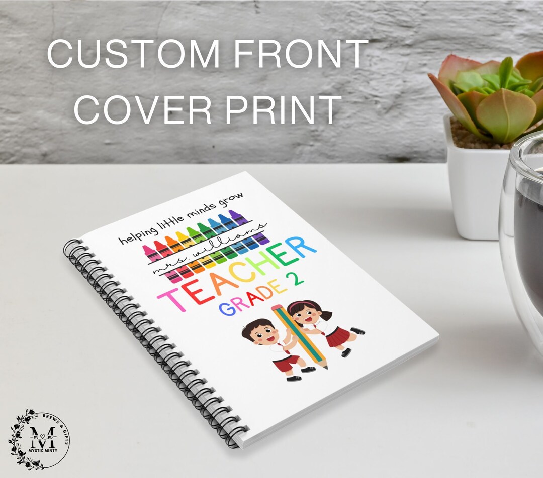 Personalized Crayon Print Notebooks for Kindergarten Teacher Notebook ...