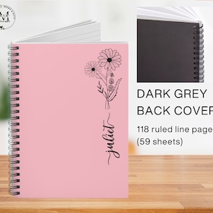 Custom Birth Flower Personalized Notebook Gift Best Friend Flower Lover ...