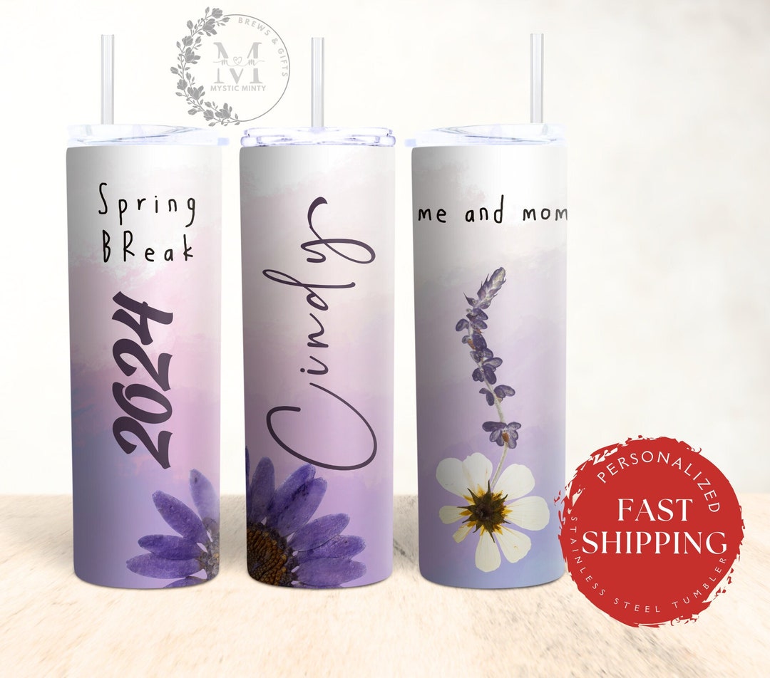 Mother Daughter Tumbler Custom With Name Gifts for Women Purple Spring ...
