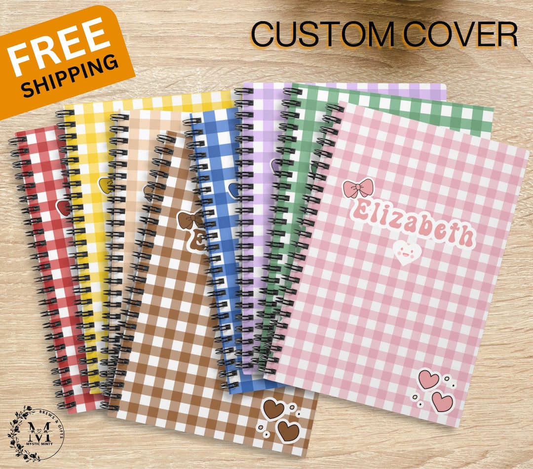 Retro Checkered Notebook With Name Checkered Notebook Personalized ...