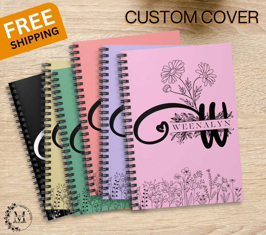 Personalized Notebook Journal Monogram Notebook Custom Notebook Flowers ...