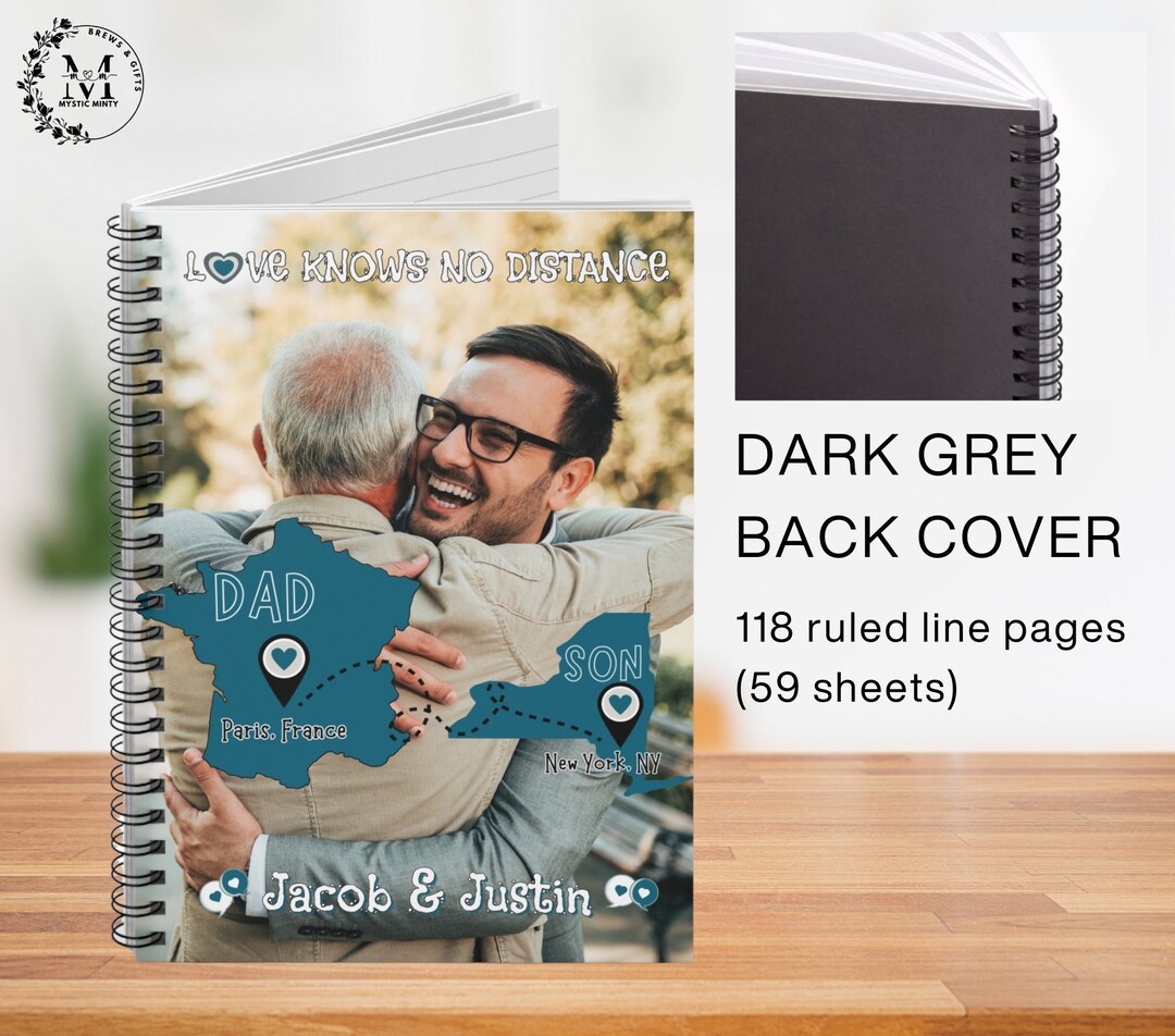 Custom Notebook Dad Photo Name Gift Long Distance Gift Face Notebook ...