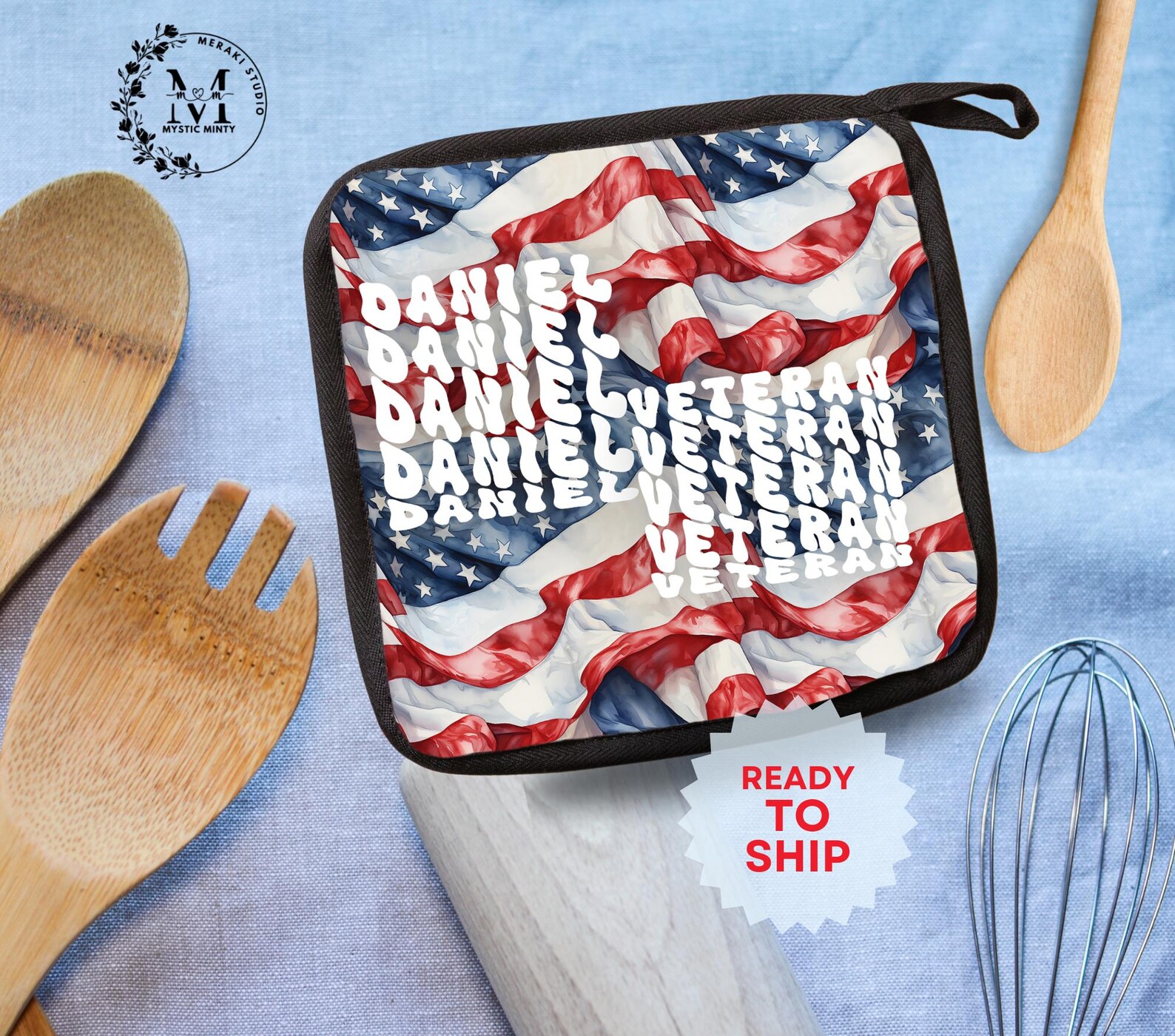 Custom Personalized Kitchen Pot Holders Military Gift Veterans Day Pot ...