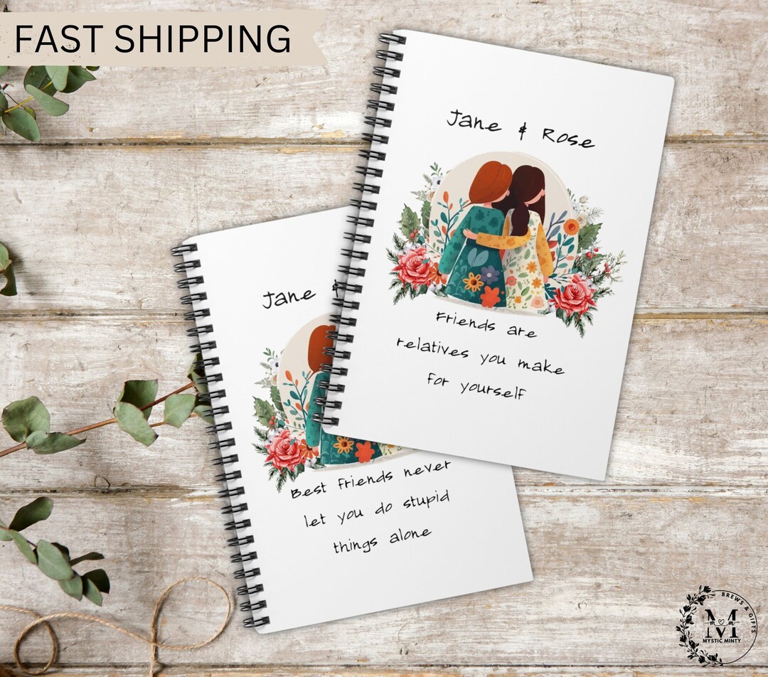 Personalize Notebook Bestfriend Forever Notebook Custom Quote Flower ...
