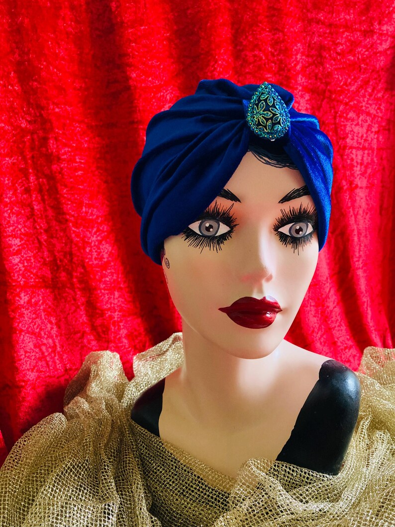 Reversible Blue Turban With Jewel Stones Vintage Inspired Wedding ...