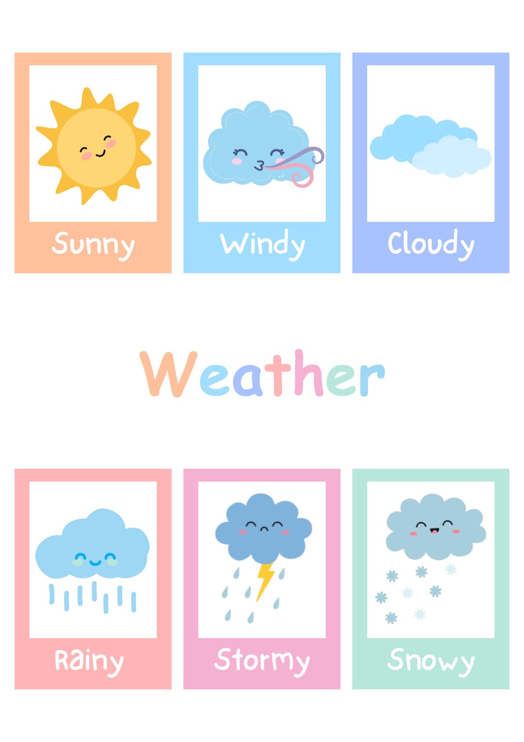 Weather Poster Chart for Kids Printables - Etsy UK