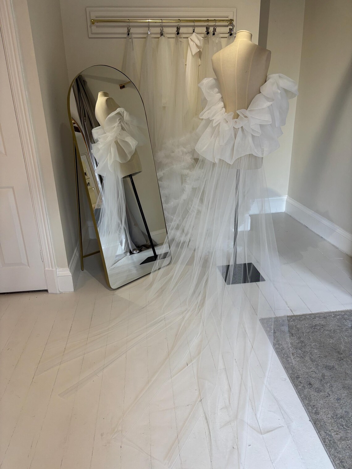 The Veil Atelier Camila Organza Frill Ruffle Shrug Jacket Bridal Sleeve ...