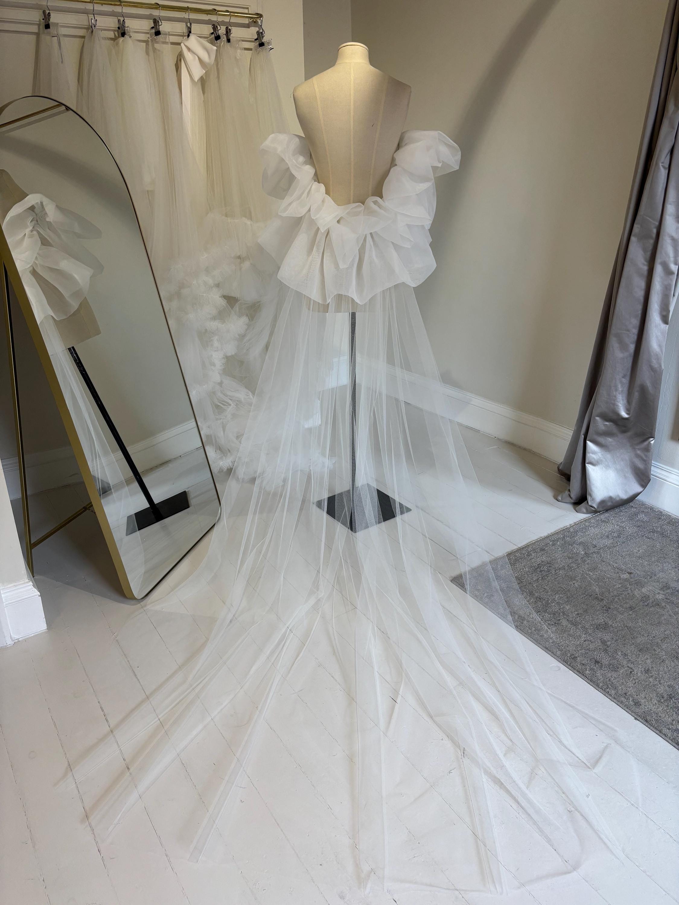 The Veil Atelier Camila Organza Frill Ruffle Shrug Jacket Bridal Sleeve ...
