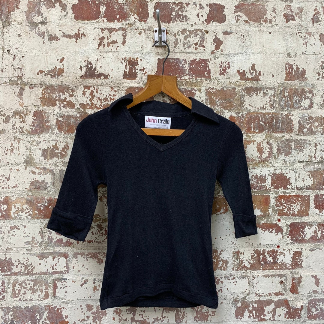 Vintage 1970s Black John Craig Polo Shirt - Etsy