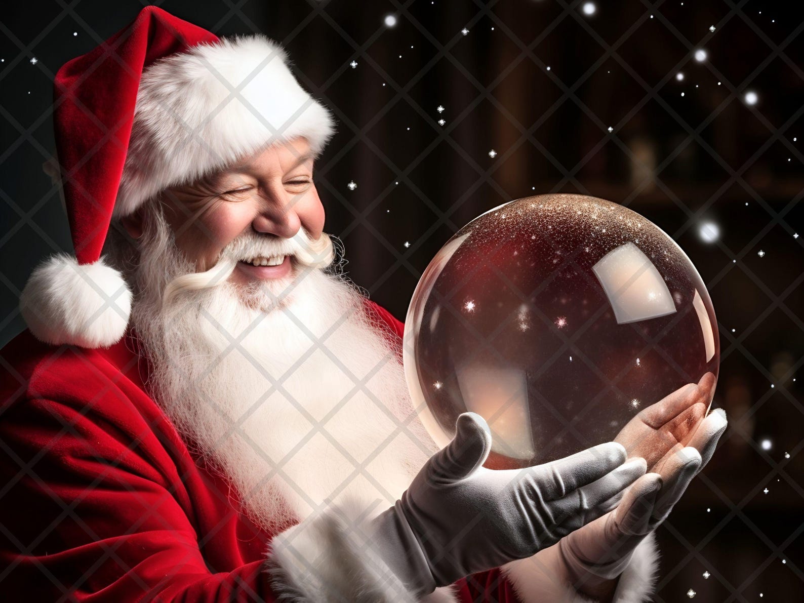 Santa Snow Globe Digital Backdrop: Christmas PNG Photo Overlays ...
