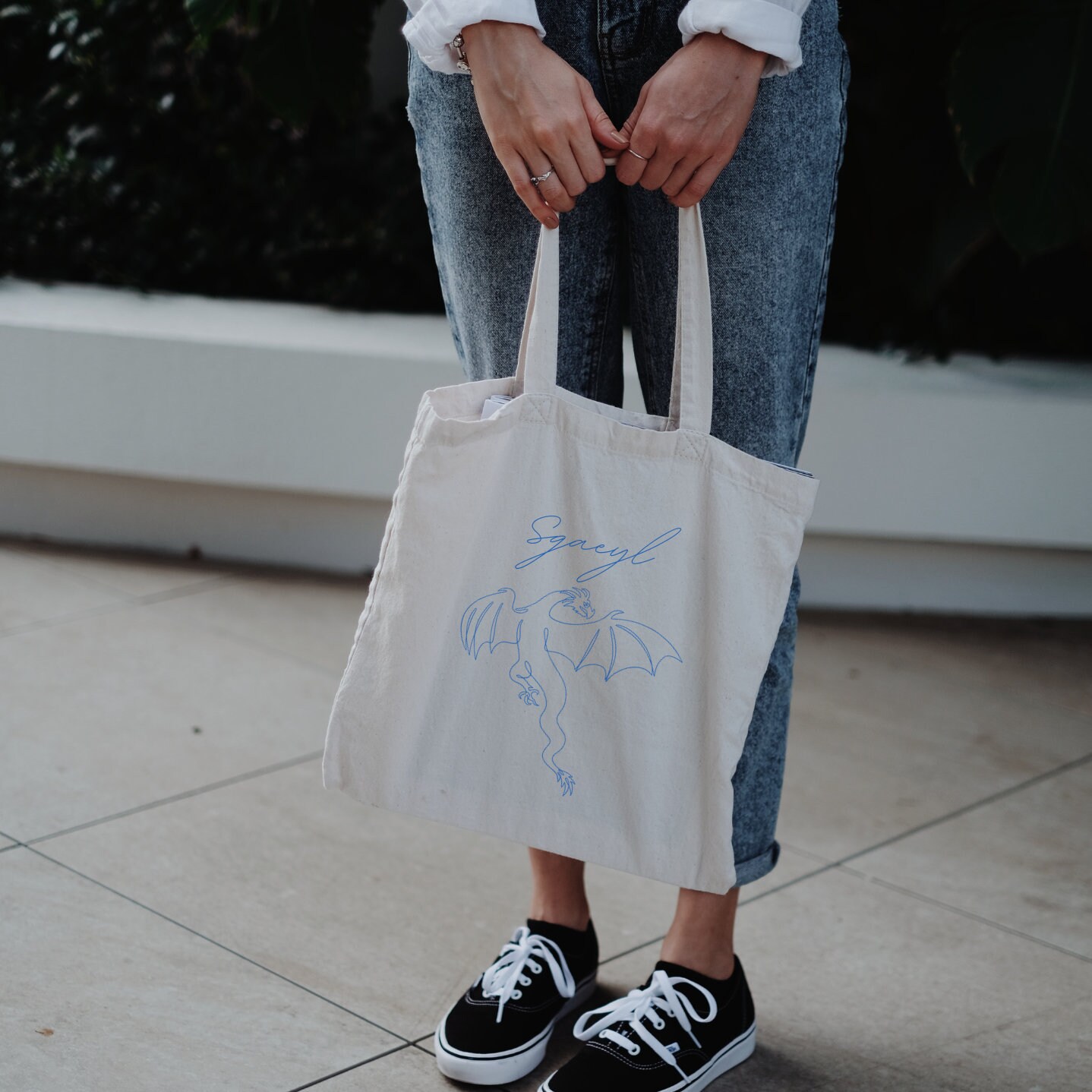 Sgaeyl Blue Daggertail Dragon Tote Bag Fourth Wing Iron Flame - Etsy