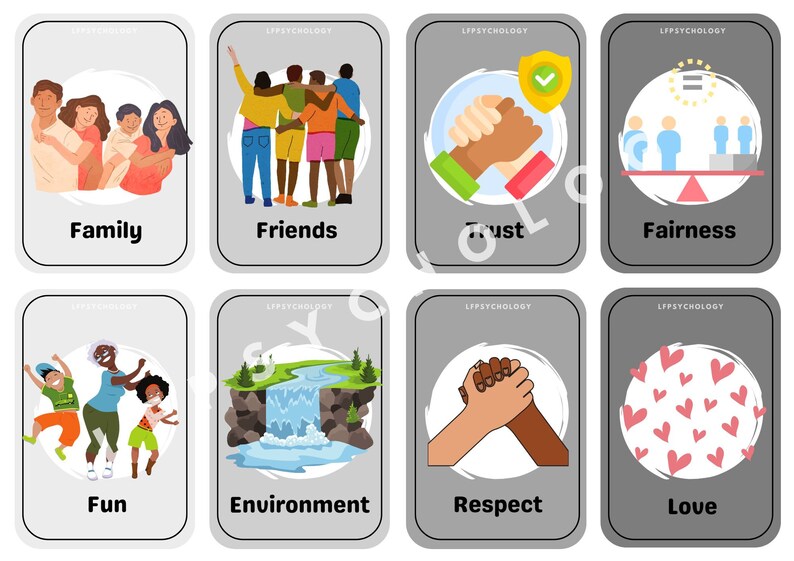 40 Values Cards With Matching Visuals - Etsy UK