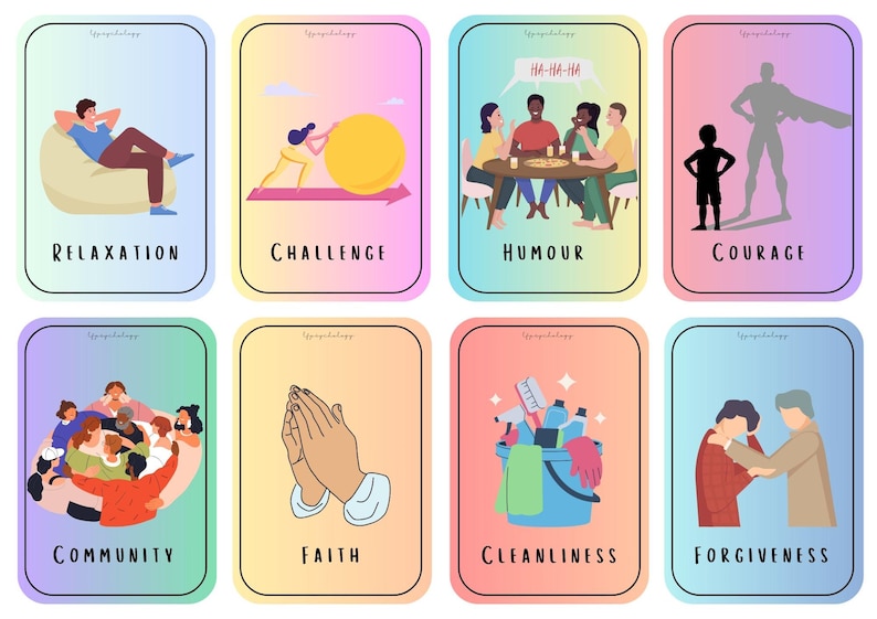 40 Values Cards - Etsy