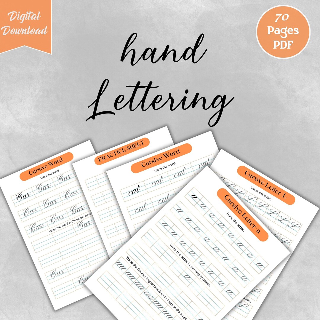 Hand Lettering 70 Pages Printable Handwriting Worksheet - Etsy