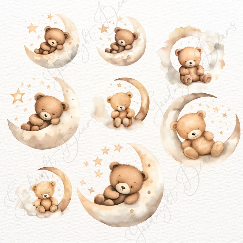 Teddy Bear Clipart Commercial Use Nursery Decor Baby - Etsy