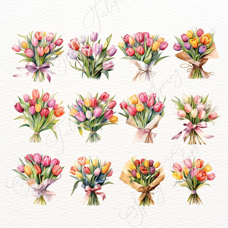 Tulip Clipart, Floral Watercolour Clipart, Spring Clipart, PNG for ...