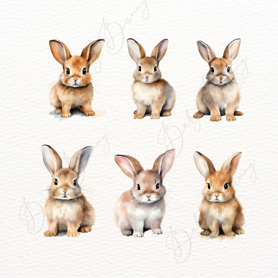 Bunny Clipart Baby Bunny Clipart Nursery Decor Cute Baby Animals Card ...