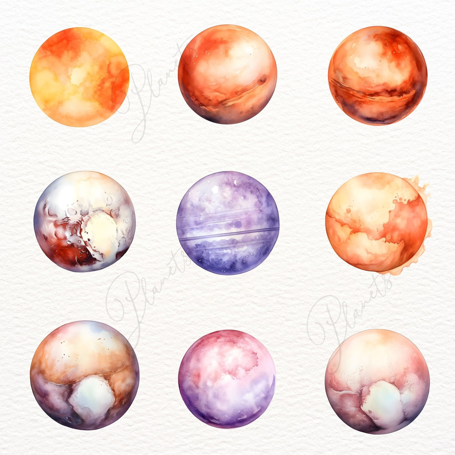 Space Clipart | Watercolor Planets Graphics | Galaxy Clipart | Solar ...