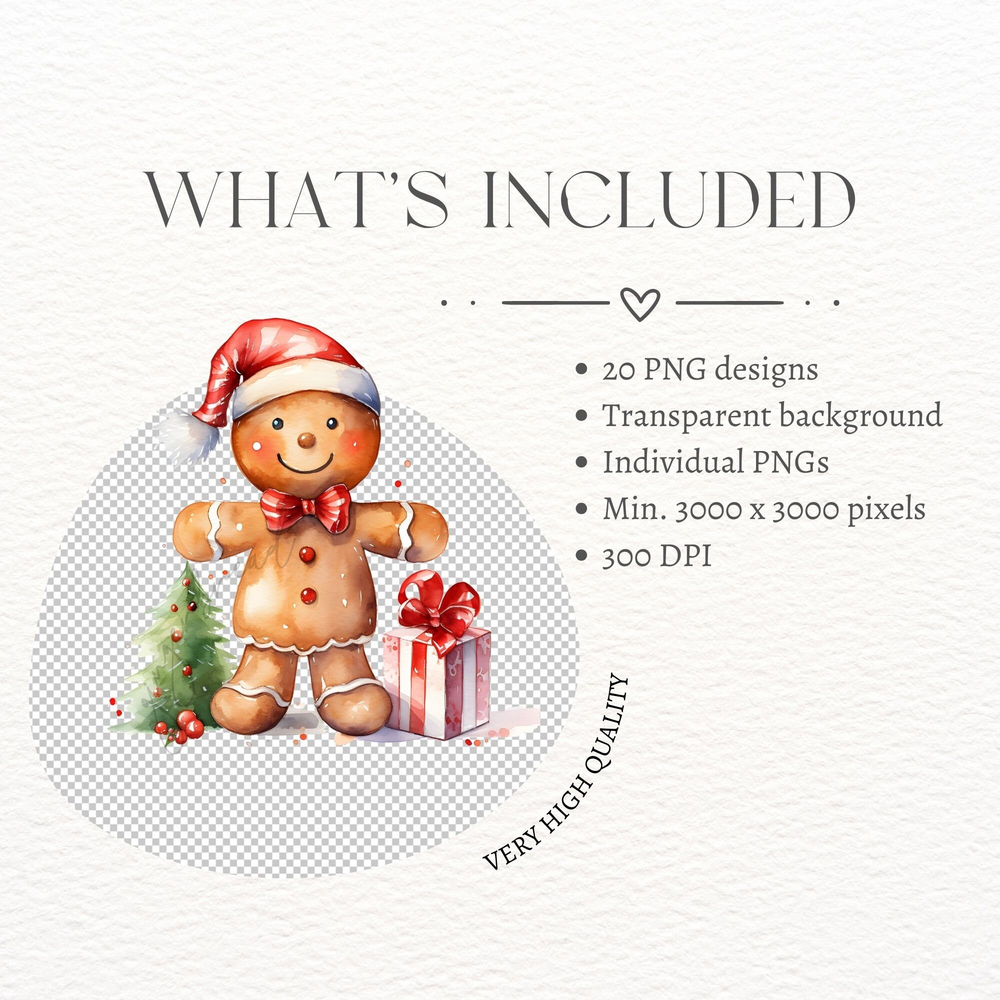 Gingerbread Man Christmas Clipart: Festive PNG Graphics (commercial Use ...