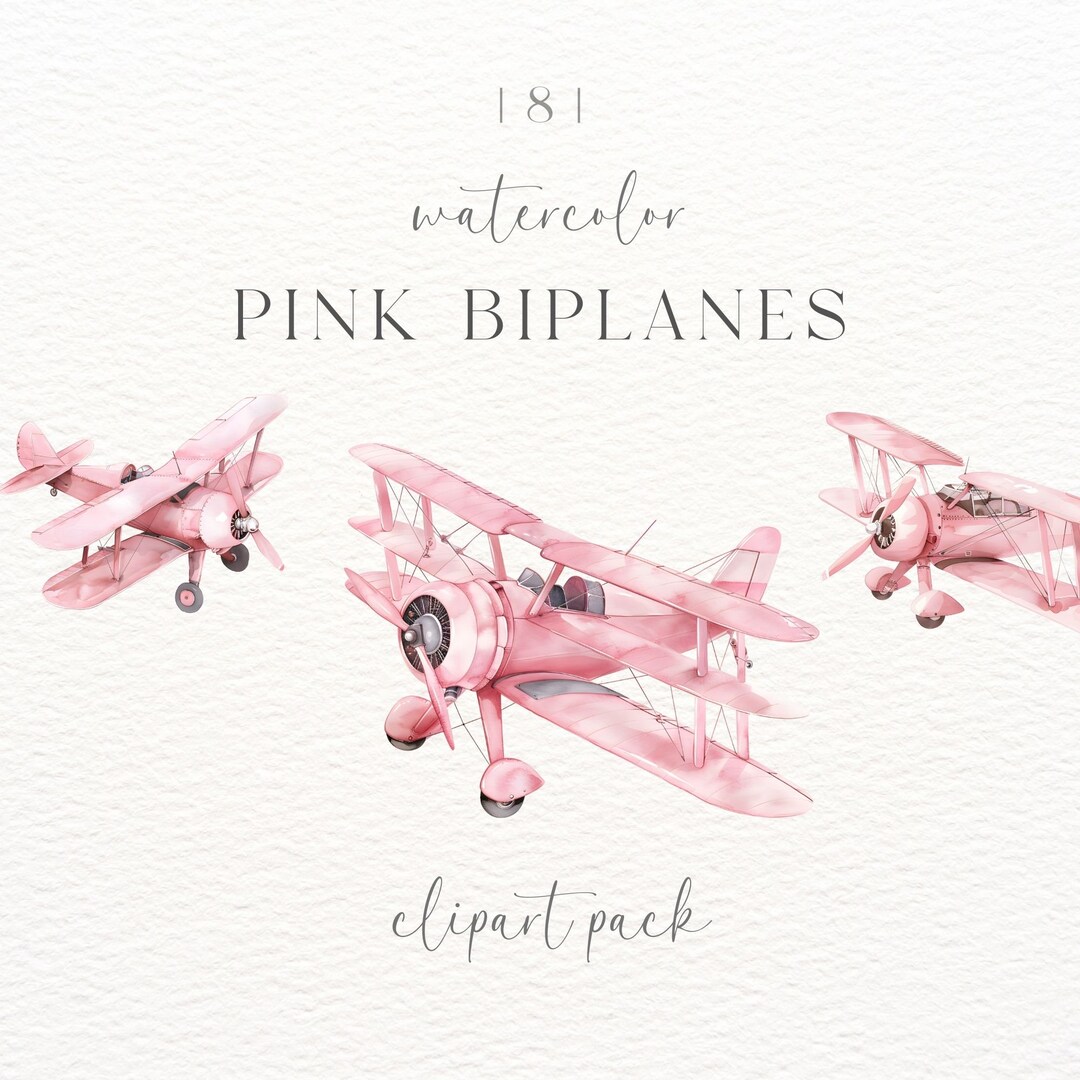 Watercolor Pink Biplane Clipart: Baby Girl PNG (digital Download) - Etsy