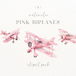 Watercolour Aeroplane | Pink Plane Clipart | Digital Download ...