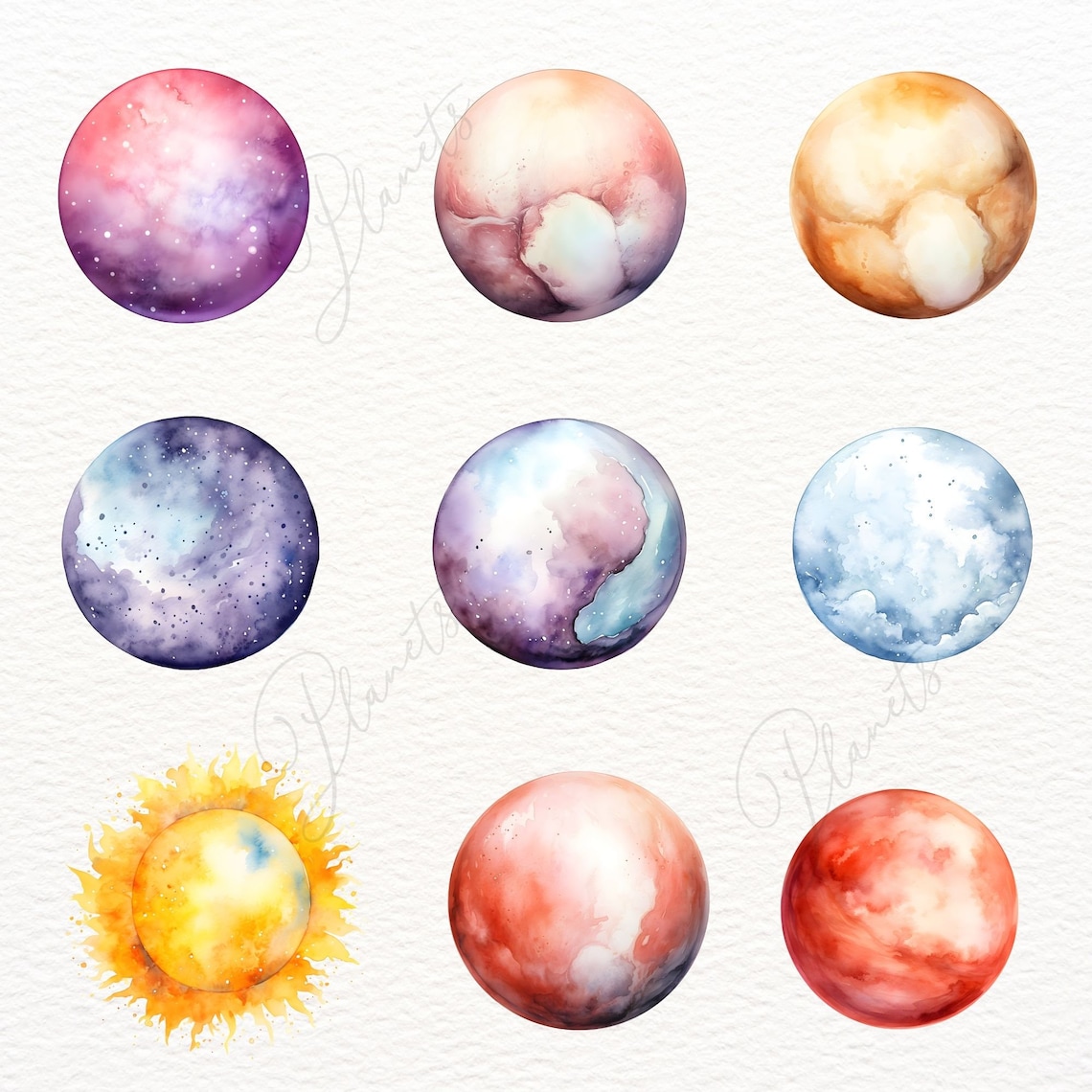 Space Clipart Watercolor Planets Graphics Galaxy Clipart Solar System ...
