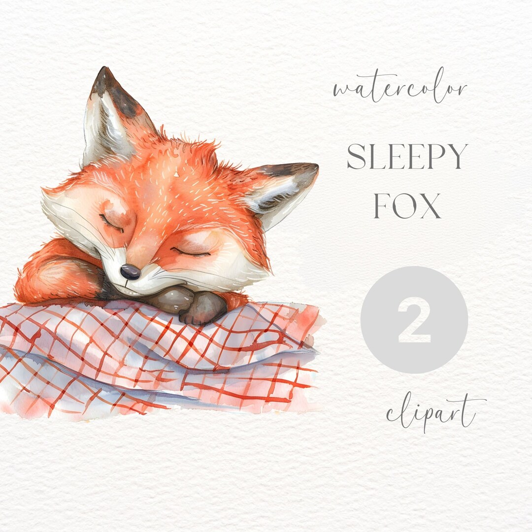 Sleepy Fox Watercolour Clipart | Digital Download | Commercial Use ...