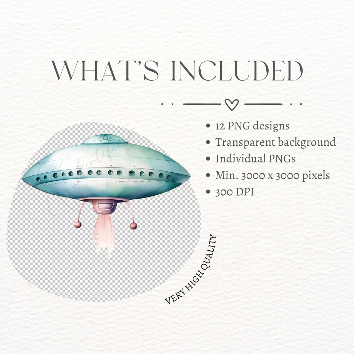 Space Clipart Ufo Clipart Printable Digital Clipart Set Watercolour Ufo ...