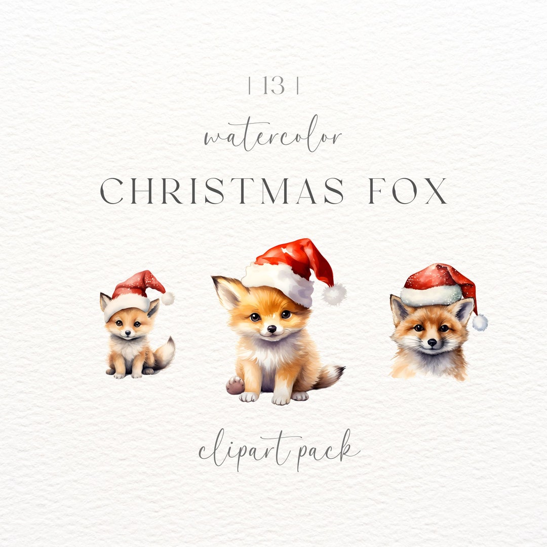 Christmas Fox Clipart | Commercial Use | Png | Digital Download ...