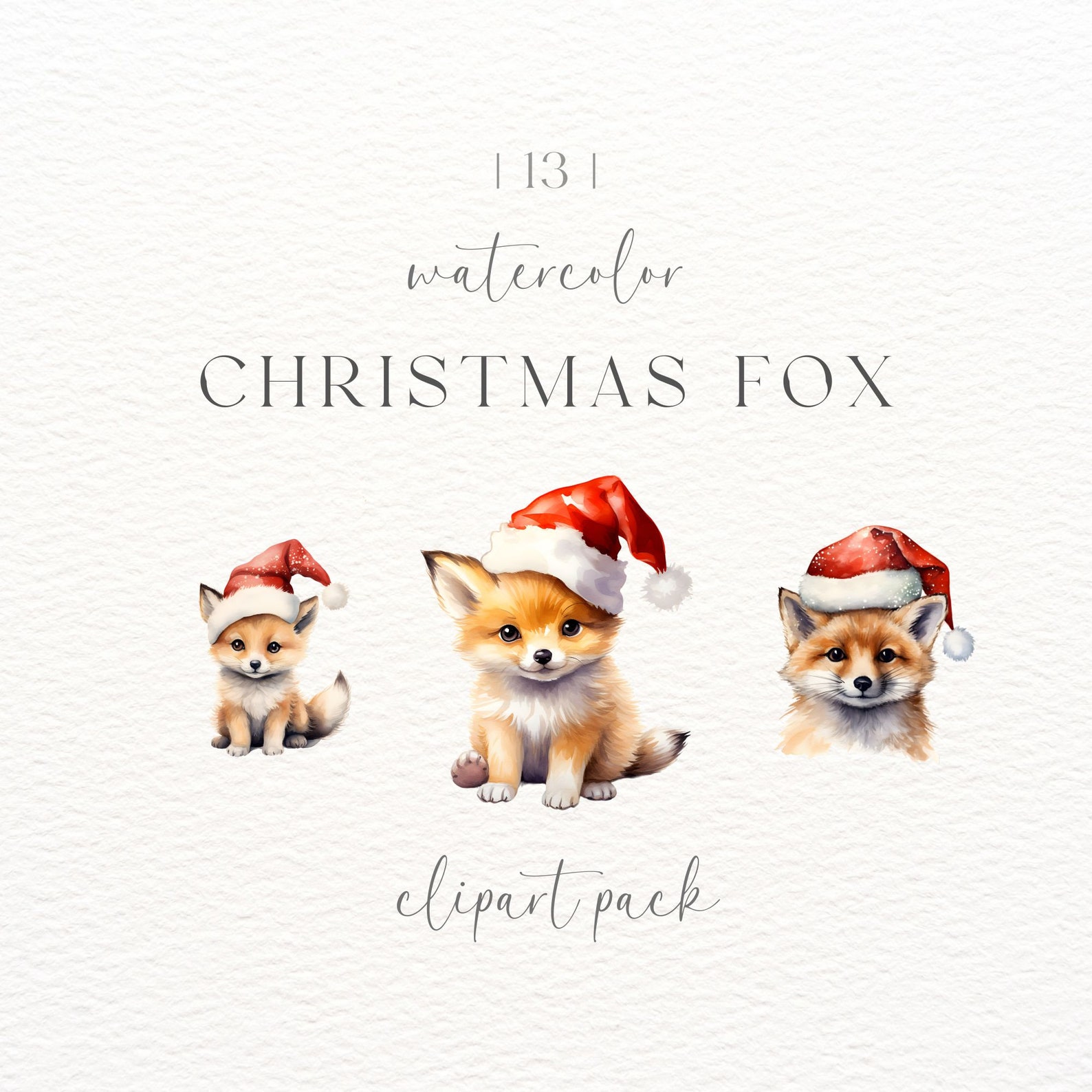 Christmas Fox Clipart | Commercial Use | Png | Digital Download ...