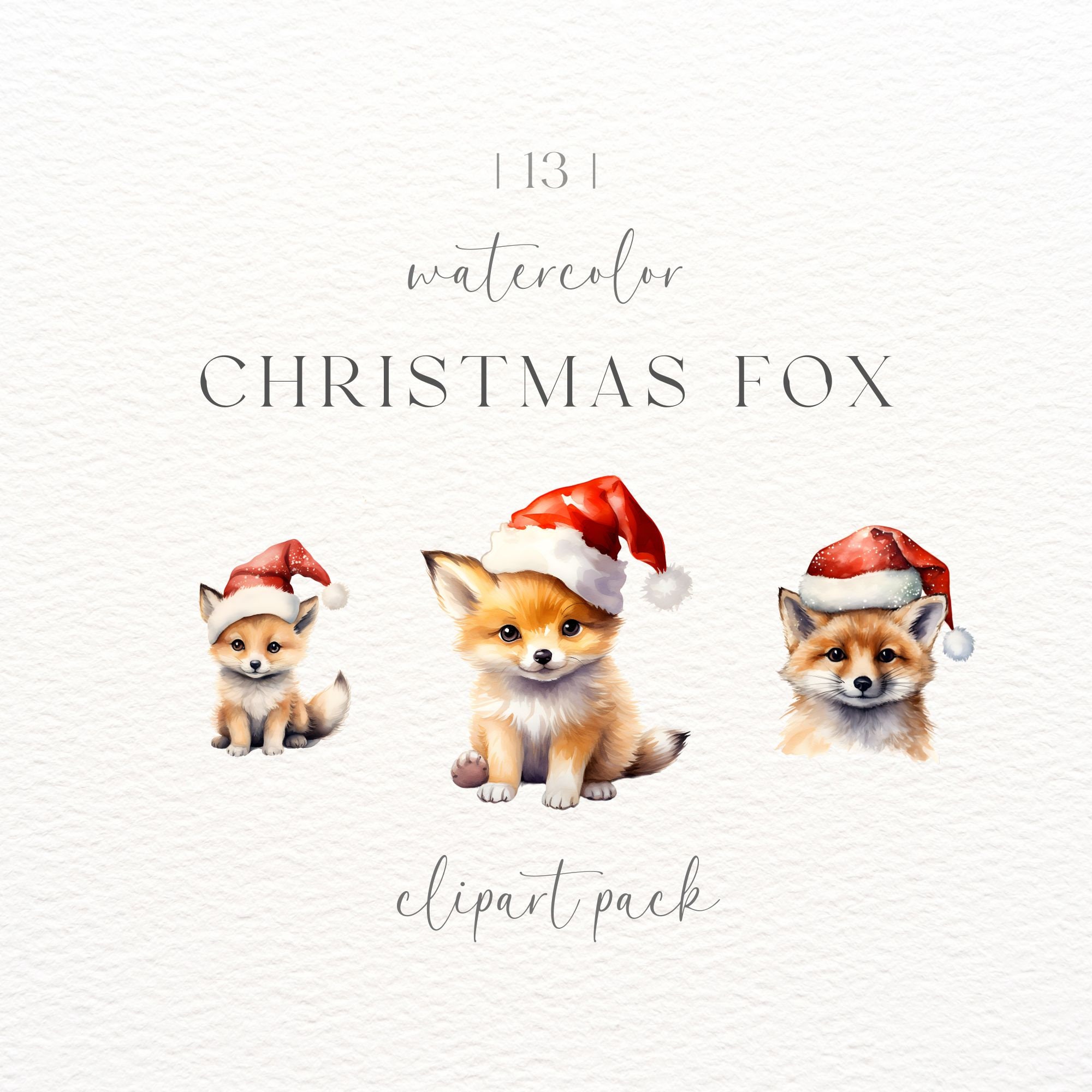 Christmas Fox Clipart | Commercial Use | Png | Digital Download ...