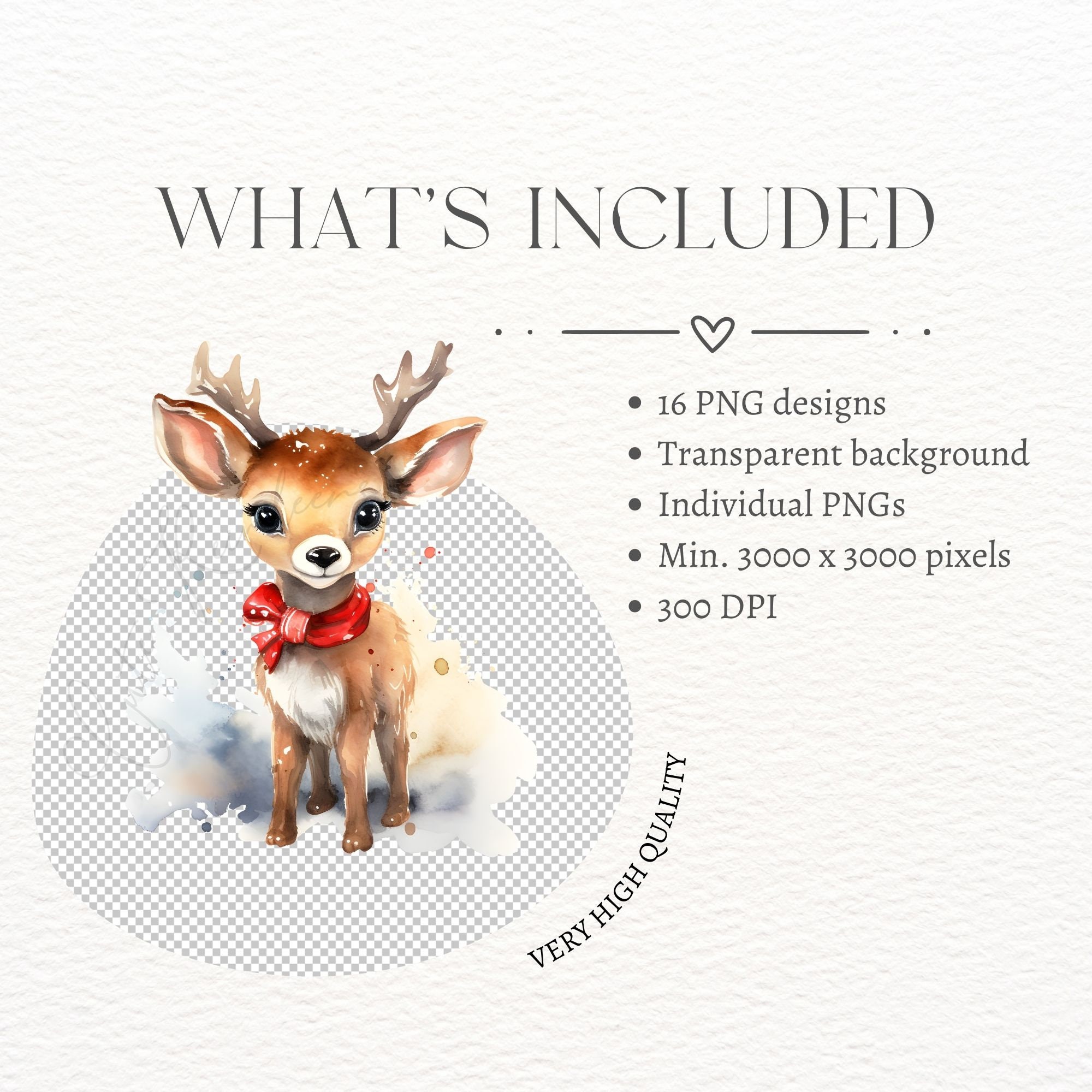 Reindeer Clipart | Christmas Png | Watercolor Reindeer | Winter Clipart ...