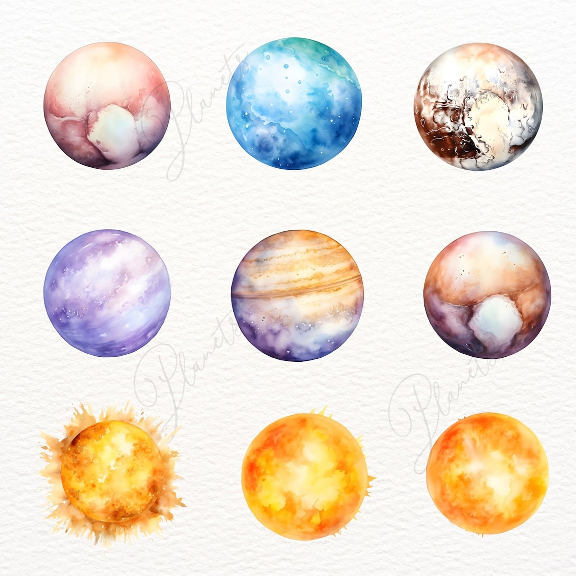 Space Clipart Watercolor Planets Graphics Galaxy Clipart Solar System ...