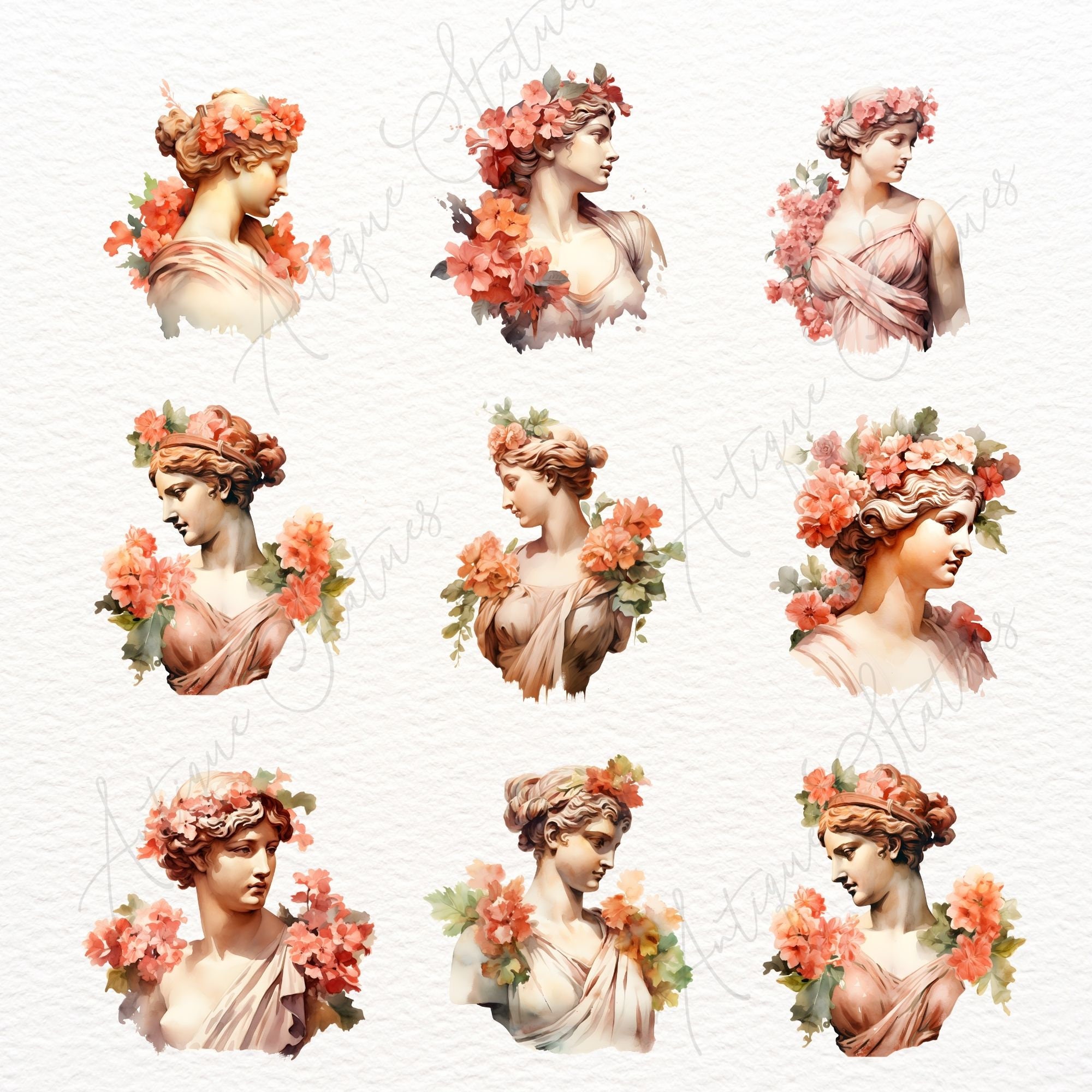 Watercolor Statues Clipart | Greek Mythology | Digital Download ...