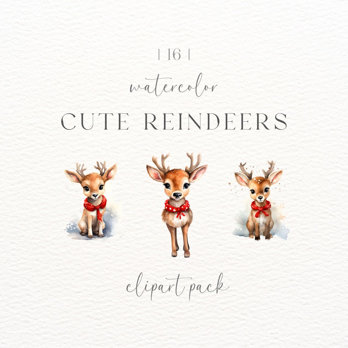 Reindeer Clipart | Christmas Png | Watercolor Reindeer | Winter Clipart ...